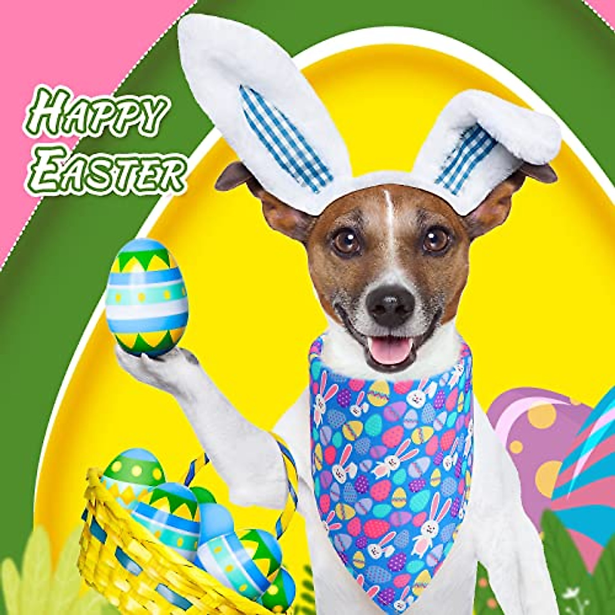 14 Pieces Easter Dog Bandanas Set Egg Bunny Rabbit Triangle Dog Scarf Bib Holiday Seasonal Dog Bandana Washable PET Kerchief Spring Bandana Dog Scarf for Medium to Large Dogs Cats