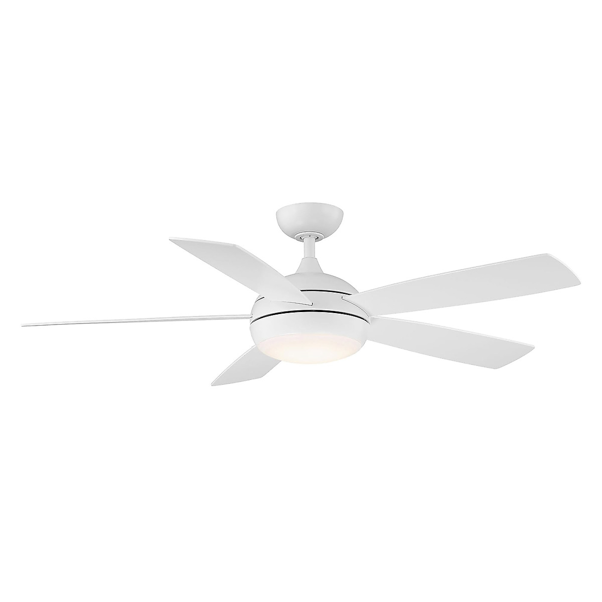WAC Smart Fans Odyssey Indoor and Outdoor 5-Blade Ceiling Fan 54in Matte White with 3000K LED Light Kit and Remote Control works with Alexa and iOS or Android App