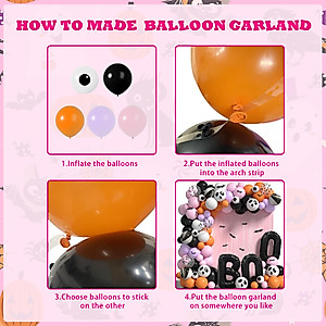 Pink Halloween Balloon Arch Kit for Halloween Baby Shower Birthday Decorations - Multi Colors & Different Sizes Halloween Balloons Garland with 12Pcs 3D Bat Stickers Fringe Curtains and B00 Balloons