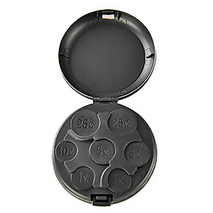 HOME-X Coin Dispenser, Hard Case Organizer and Storage for Coins, Small Money Sorter and Coin Holder for Collectors, 3 ¼" D x 1 ¼" H, Black