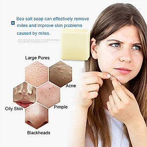 Soap with Sea Salt Natural Goat's Milk for Face Dry and Natural Oily Skin, Remove Acne Anti-cellulite Soap (3.52 Oz)
