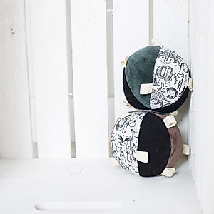 Wee Gallery, Taggy Ball with Rattle - Developmental Activity for Babies - Visual Stimulation, Motor Skills, Soft Interactive Sensory Toy for Infant Play (Woodland Theme)