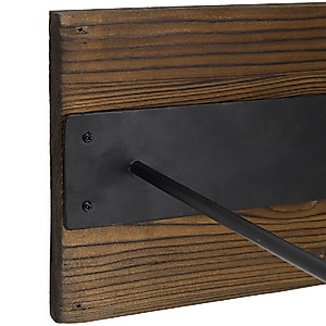 MyGift Rustic Burnt Wood and Black Metal Wire Wall Mounted Large Stability Ball Storage Rack, Yoga Studio and Home or Commercial Gym Exercise Ball Equipment Organizer