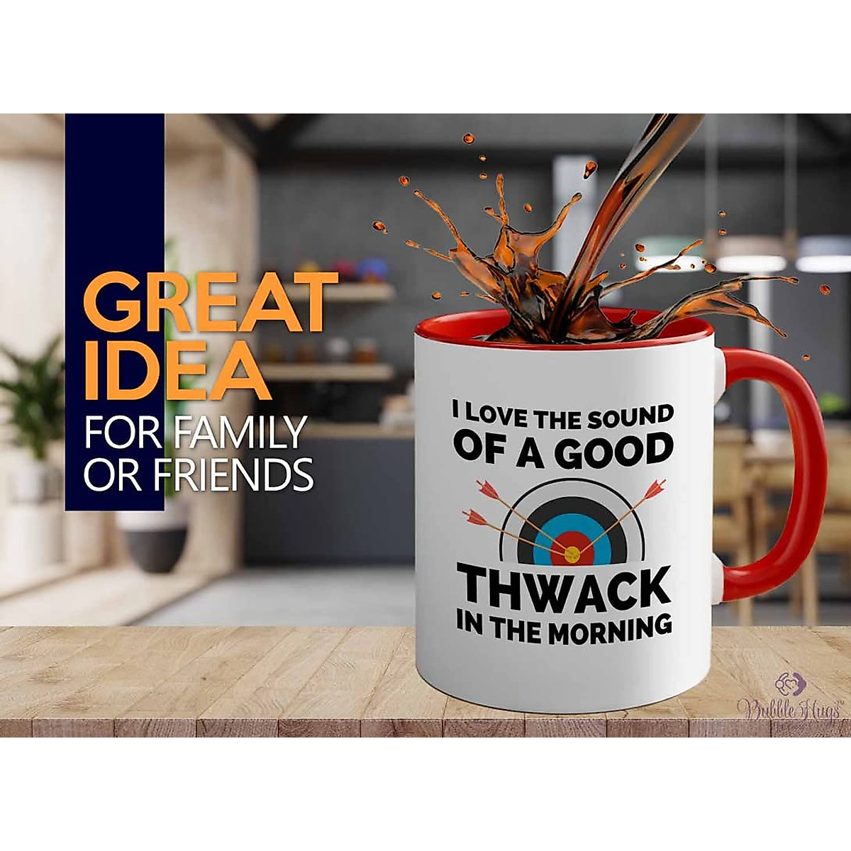 Archery 2Tone Red Mug 11oz - Thwack in the morning - Archery Shot Trainer Crossbow Compound Bow Hunting Arrow