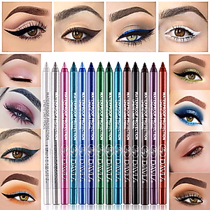 3 Colors Matte Eyeliner Pen Set With Pencil Sharpener,Blue - Dark Blue Sky Blue Light Blue,Colorful Eyeliner Pencil Set, Pearl Metallic Glitter Waterproof Professional Eye Makeup Color Sets 5 Blue S2
