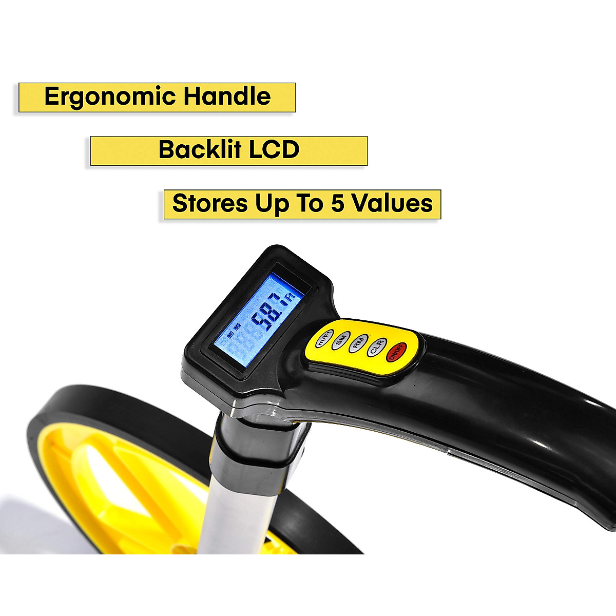 AdirPro Digital Distance Measuring Wheel - Large Digital LCD Display - 12 Commercial Grade Feet-Inch - Free Carrying Bag