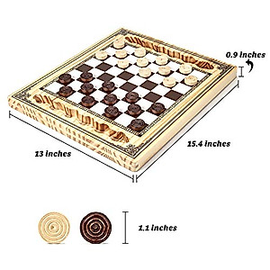 AMEROUS Wooden Checkers Set, Checkers Board Game with Storage Grooves - 24 Checkers Pieces - Gift Box Packed, Classic Board Games for Kids, Adults