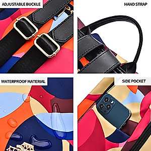 NAITOKE Women Backpack Anti-theft Backpack Lightweight Travel Shoulder Bag,red-colorful,L