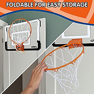 Xucutu Indoor Mini Basketball Hoop for Door - Foldable Over The Door Basketball Hoop Indoor for Kid with 4 Balls for Wall & Room Basketball Toy Gift for Boy Kids Teens