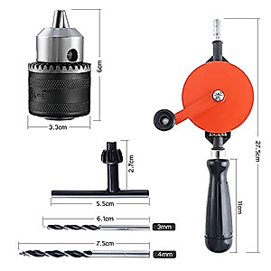 OCR Hand Drill Manual Crank Drill 3/8 inch (1.5mm-10mm) Precision Chucks Hand Drill with 2Pcs Drill Bit Set for Wood Plastic Acrylic Circuit Board Punching