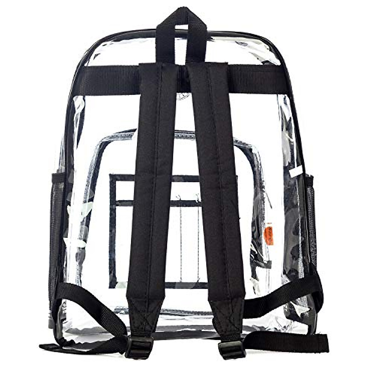 NiceAndGreat Heavy Duty Clear Backpack See Through PVC Stadium Security Transparent Workbag | Black