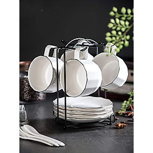 Yontree 6 Hooks Mugs Tree Cup Rack Dishes Organizer Style B