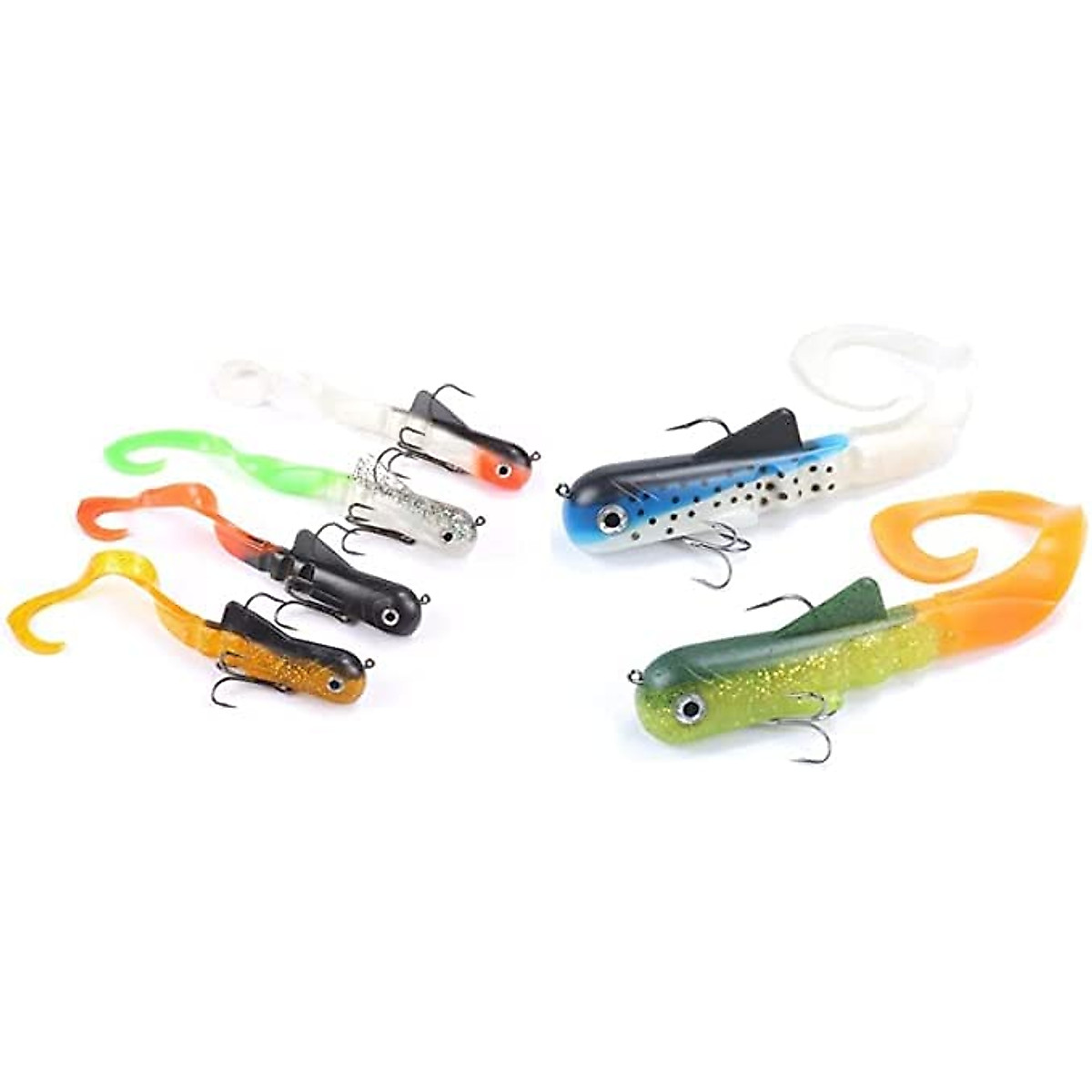 MIZUGIWA 8"/20cm 45g Pike Musky Dawg Fishing Soft Bait Lure,Zabder Freshwater Tackle Bull Coarse Pack of 4 +12"/30cm 115g Pike Musky Dawg Fishing Soft Bait Lure Fishing Tackle Pack of 2