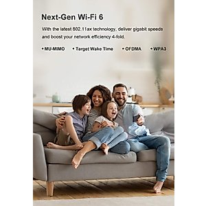 Mercku M6 Wi-Fi 6 Router for Wireless Internet Mesh Wi-Fi System 1 Pack up to 3,000 Sq.Ft. Can Add More Units to Form a Mesh Wi-Fi System, Dual-Band Gigabit Router, App Control, AX1800, Maroon Red