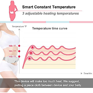 Portable Cordless Heating Pad for Cramps, Electric Waist Belt Device, Fast with 3 Heat Levels and Massage Modes, Back or Belly Women Girl(White)