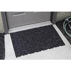 Durable Corporation-108H2436 Durite Recycled Tire-Link Outdoor Entrance Mat, Herringbone Weave, 24" x 36", Black