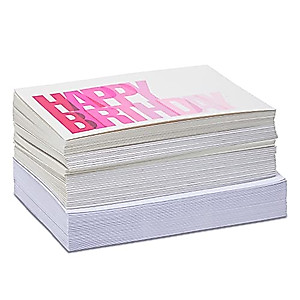 Best Paper Greetings 144 Pack Happy Birthday Cards Bulk Box Set with Envelopes for Students, Work, Office, Colorful Ombre Font (6 Designs, 4x6 In)