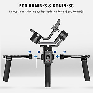 NEEWER Dual Handgrip Compatible with DJI RS4 RS4 Pro RS3 RS3 Pro RS2 RSC2 Ronin S SC Gimbal, Dual Handle Kit with 2 Mini NATO Rails, Quick Release NATO Clamps, 1/4" & 3/8" Threads, GA006
