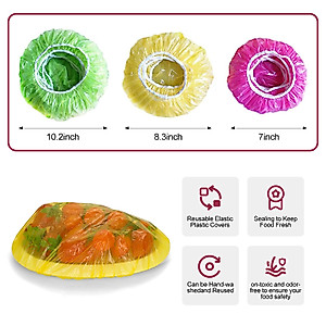 Elastic Food Storage Covers Reusable Stretch Plastic Wrap Bowl Covers Shower Cap Disposable Elastic Alternative Dish Covermate Lids Fit to Foil for Family Outdoor Picnic 3 Size (180)