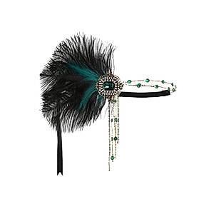 BABEYOND 1920s Flapper Gatsby Headband Roaring 20's Party Headpiece (Green)