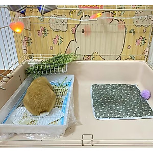 2PCS Rabbit Hay Feeder, Metal Bunny Hay Rack Rabbit Cage Hanging Hay Holder Hay Rack Basket for Guinea Pigs Ferret Chinchilla Small Animal Cage Accessories (White)