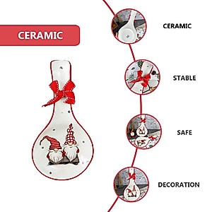 Cabilock Christmas Spoon Rest Santa Ceramic Spoon Holder 9.5 x 4.5 inch for Christmas Party Decorations, Kitchen Stove-Counter Top