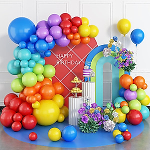 Rainbow Balloon Arch Kit, Rainbow Birthday Balloons Blue Yellow Orange Purple Red Green 5 10 18 inch Colorful Party Balloons Garland Kit for Baby Shower Decorations Birthday Wedding Graduation Party