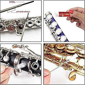 Flute Cleaning Kit Include 1pc Cotton Cleaning Brush, Flute Swab, Double-End Dust Brush,Flute Cleaning Rod, Screwdriver for Flute Repairing,Cork Grease, a Pair Cotton Gloves, 1pc Flute Cleaning Cloth