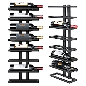 Hoctieon 8 Tier Wall Mount Wine Rack, Metal Wine Rack for Wall, Wall Wine Racks for Wine Bottles, Wine Display for Wall Mounted, Black Metal Wine Rack Wall Mounted, Black
