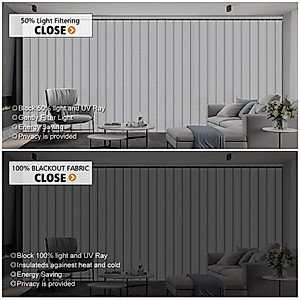 Cordless Vertical Blinds Window Blind, White Blackout Fabric Vertical Blind, Energy Saving UV Protection Noise Reduce Vertical Blinds for Sliding Glass Doors, Patio Doors