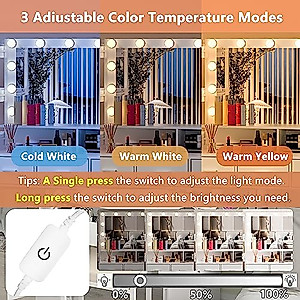 PAKASEPT Makeup Vanity Desk with Mirror and Lights, Vanity Desk with Charging Station, Drawers, Movable Shelves for Makeup, Modern Vanity Table Set with Vanity Stool for Bedroom, White