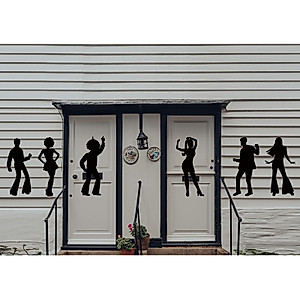 Motiskyy 12 Pcs Disco Dance Silhouettes Cutouts Large Retro Removable PVC Wall Decal Self Adhesive Party Decorations Waterproof Silhouettes PVC Wallpaper (35.43 Inch)