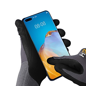 HPHST Safety Work Gloves Micro Foam Nitrile Coated,Seamless Knit Nylon Glove with Black Micro-Foam Nitrile Grip,Ideal for General Purpose,Automotive,Home Improvement,Grey Large 3 Pairs Pack