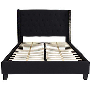 Flash Furniture Riverdale Full Size Tufted Upholstered Platform Bed in Black Fabric