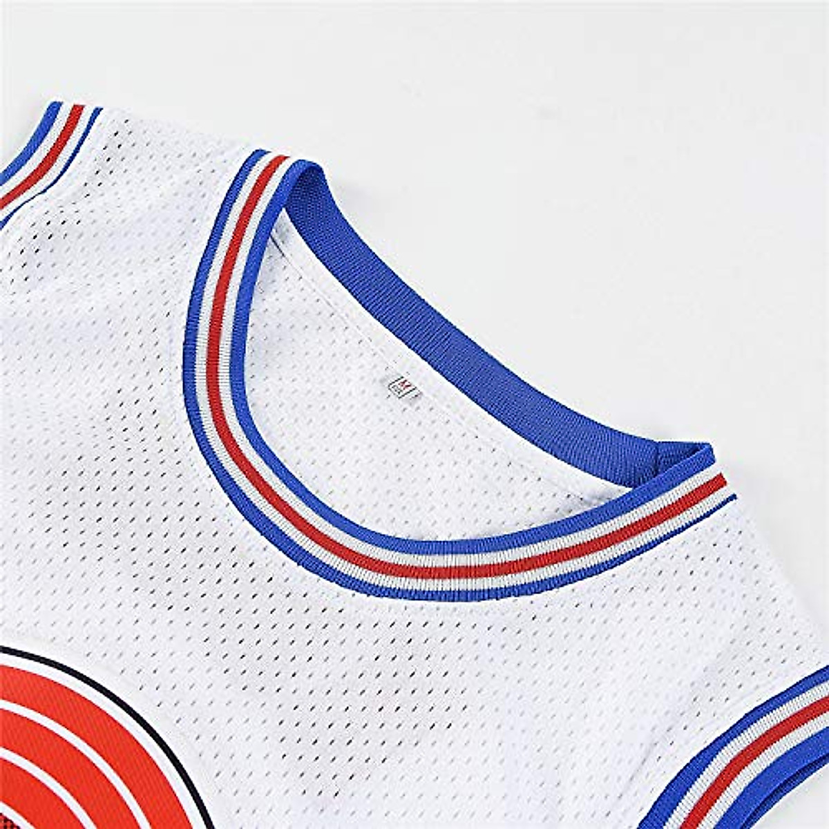 Bugs 1 Space Men's Movie Jersey Basketball Jersey with Head Hoop & Socks White M