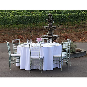 LTC LINENS 120 in Round Tablecloth for 60 Inch Round Table - White Round Table Cover - Washable, Wrinkle Resistant Polyester Fabric Cloth for Wedding, Party