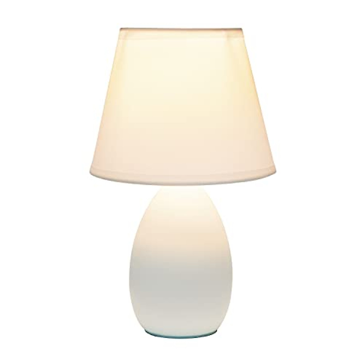 Simple Designs LT2009-OFF Mini Egg Oval Ceramic Table Desk Lamp, Off White , 5.51 x 5.51 x 9.45