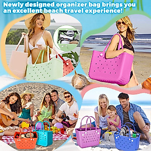 Clear Beach Bag Organizer Insert Compatible with Original Bogg Bag X Large, Zipper Inner Bag Divider Storage Bag for Bogg Bag Accessories, 7 Divider Pouch -Transparent & Black (Only for X Large )