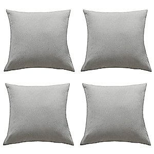 Pack of 4 Decorative Outdoor Waterproof Pillow Covers for Patio Tent Garden Balcony Farmhouse Sunbrella Outside Square Lumbar Pillow Cover Case 18*18 inch (Gray)