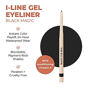 Beauty For Real I-Line 24-7 Eyeliner, Black Magic - Black Matte - Long-Wearing, Waterproof Gel Formula - Safe for Sensitive Eyes & Contact Lens Wearers - 0.01 oz