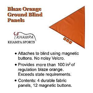 KHAMPA Blaze Orange Safety Blind Panels Hunting Safety - Magnetic - includes Carrying Bag - 15 3/4 inch per Side - More Than 100 sq in per Panel - Set of 4