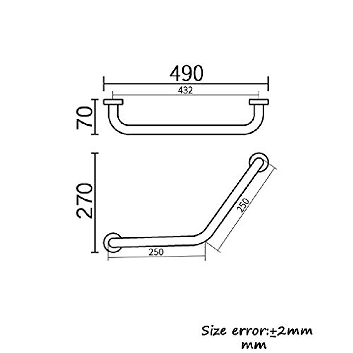 CRODY Bath Wall Attachment Handrails,Grab Bar Rails Bathroom Grab Bar, Wall-Mounted Straight Hair Towel Rack, Sturdy Stainless Steel Shower Safety Handle for Bathtub, Toilet, Bathroom, Kitchen