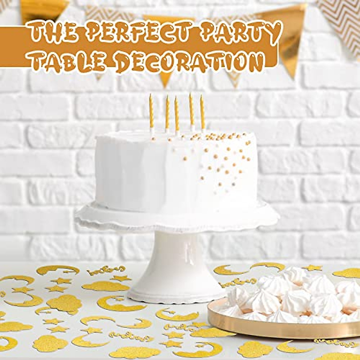 360 Pcs Twinkle Star Confetti Gold Glitter Moon Star Clouds Confetti Star Confetti Baby Shower Decorations for Baby Boy Girl Star and Moon Theme Party Decorations