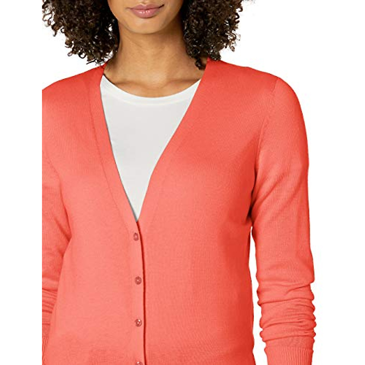 Amazon Essentials Women's Lightweight V-Neck Cardigan Sweater (Available in Plus Size), Coral Pink, XX-Large