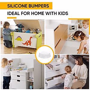 Vellax Self Adhesive Cabinet Door Bumpers - 64 pcs Sticky Silicone Clear Sound Dampening Rubber Bumpers for Wall Protection, Kitchen Furniture, Decor, Drawer Stops