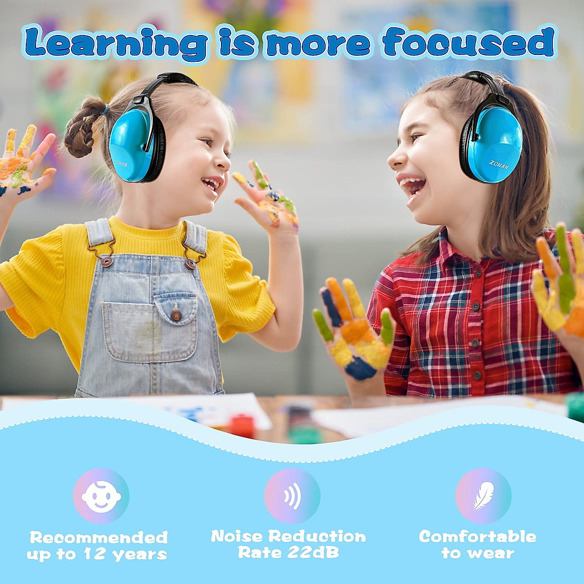 ZOHAN 030 Kids Noise Cancelling Headphones for Autism Ear Protection (Blue)