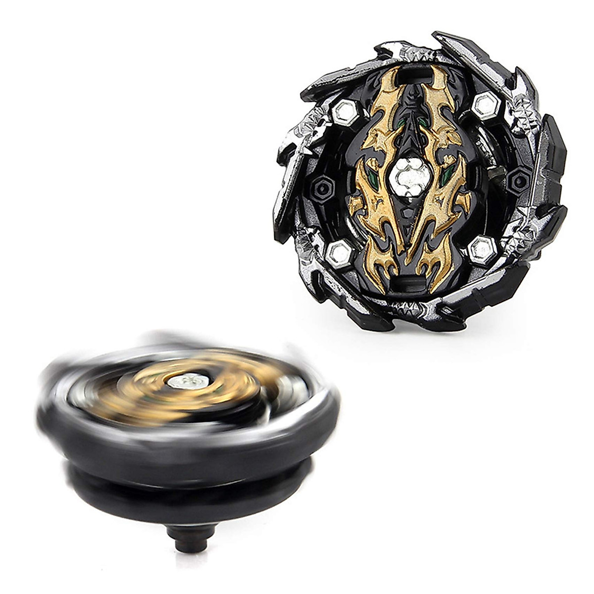 Bey Battle Burst Blade GT B-135 Booster Bushin Ashura.Hr.Kp Ten Top Black Left and Right Launcher Handle Starter Set Gaming Battling Top God Bay LR Bey Launcher Spinning Toys Gift for Boy