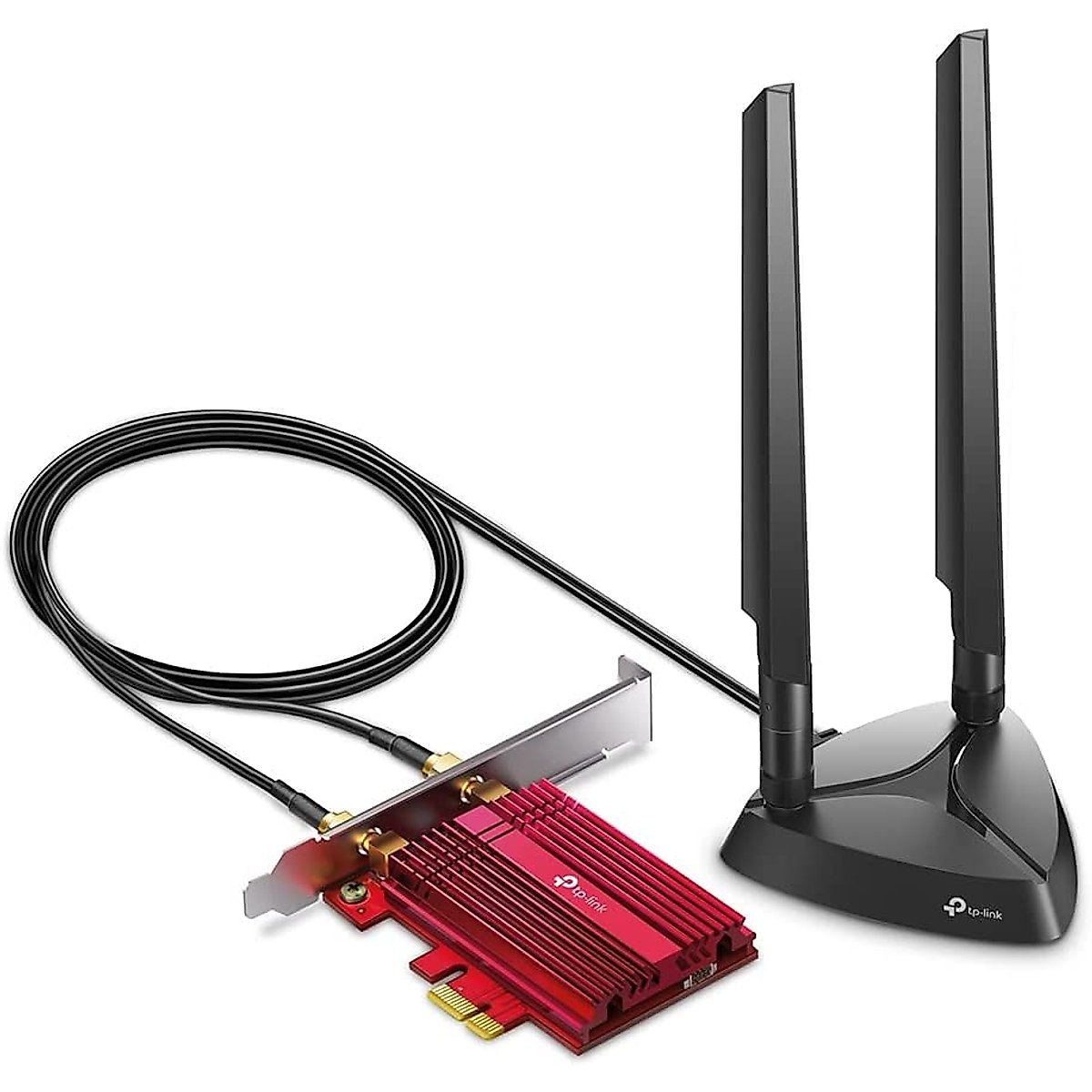 TP-Link WiFi 6E Intel AX210 AXE5400 PCIe WiFi Card for PC (Archer TXE75E) - Tri Band Wireless Adapter for Desktop PC with Magnetic Base Dual Antenna, Bluetooth 5.3(USB Port), WPA3, MU-MIMO, OFDMA