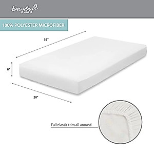 Everyday Kids 2-Pack Fitted Crib Sheets, 100% Soft Breathable Microfiber Baby Sheet, Fits Standard Size Crib Mattress 28in x 52in, Pink Nursery Sheet and White Nursery Sheet