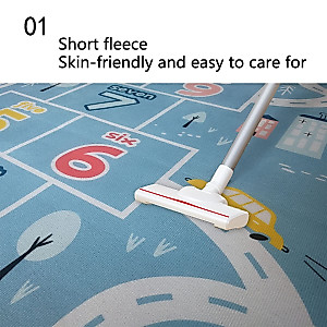 Hopscotch Rug, Hopscotch Mat for Kids Skipping and Jumping, Hop Count Cute Hopscotch Carpet with Non-Slip Backing，Suitable for Girls & Boys Bedroom, Playroom, Nursery(32×47inchs)